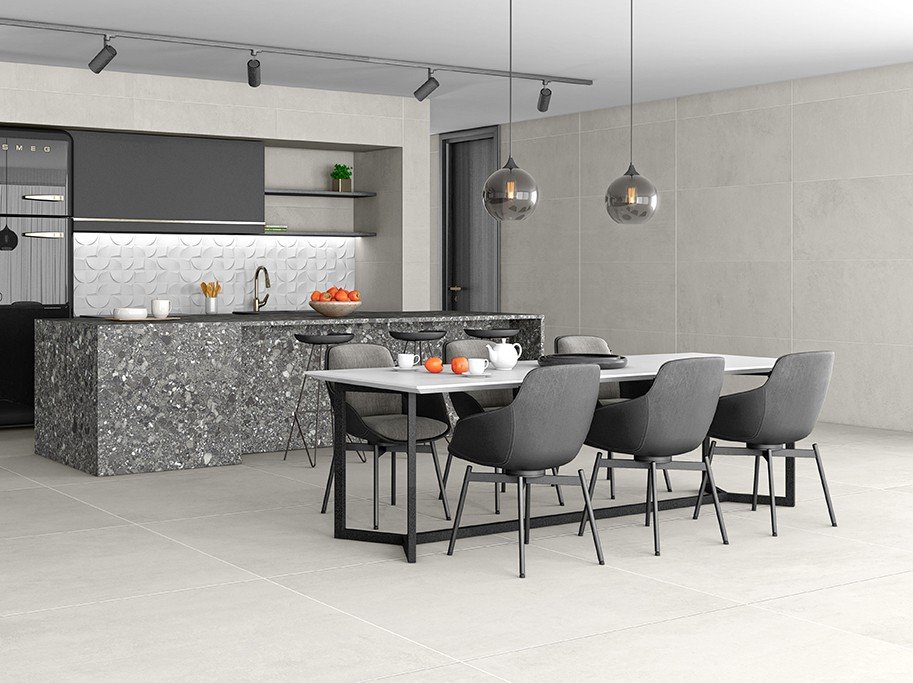 Lema White - Vakker hvit flis med rustikk sementlook